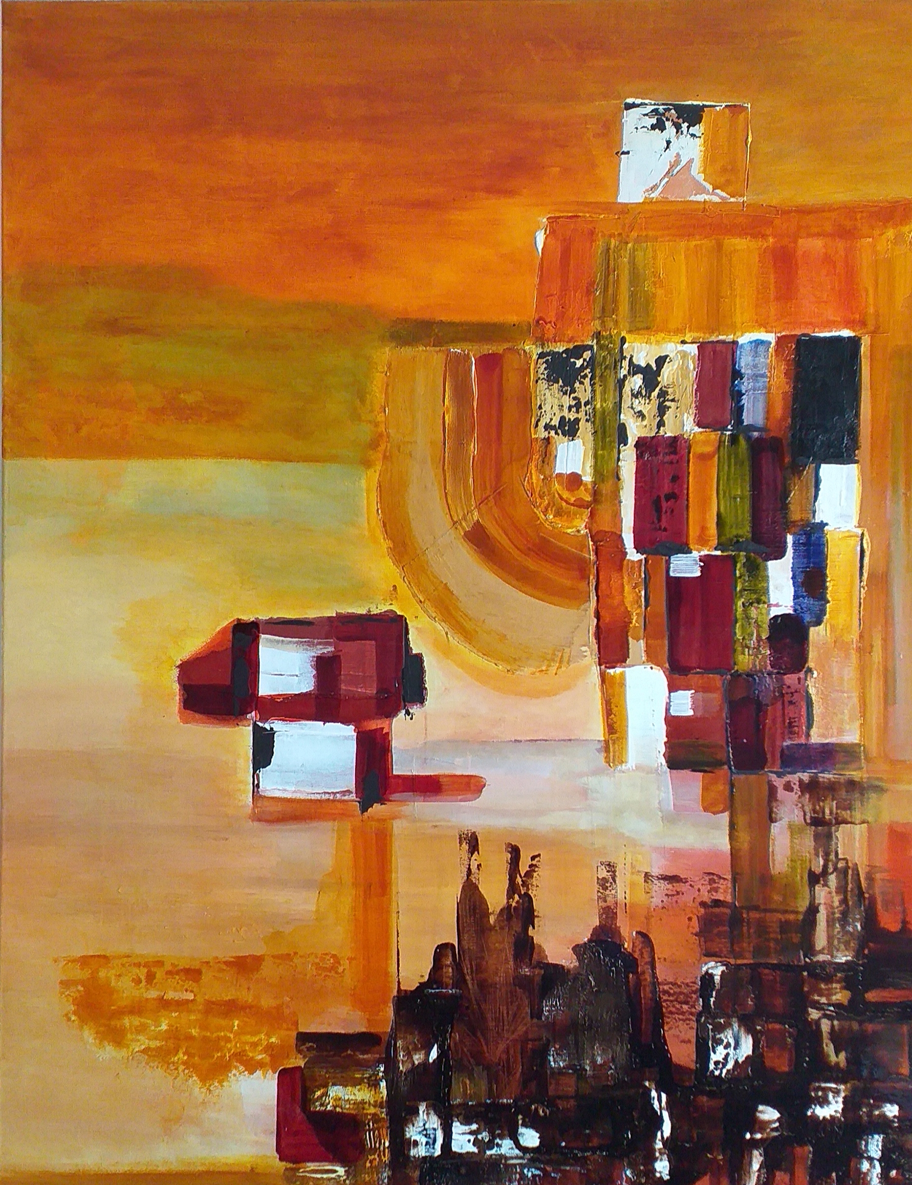 Acrylique, encre de Chine couleurs et peintures vitrails. 100 × 80 ...